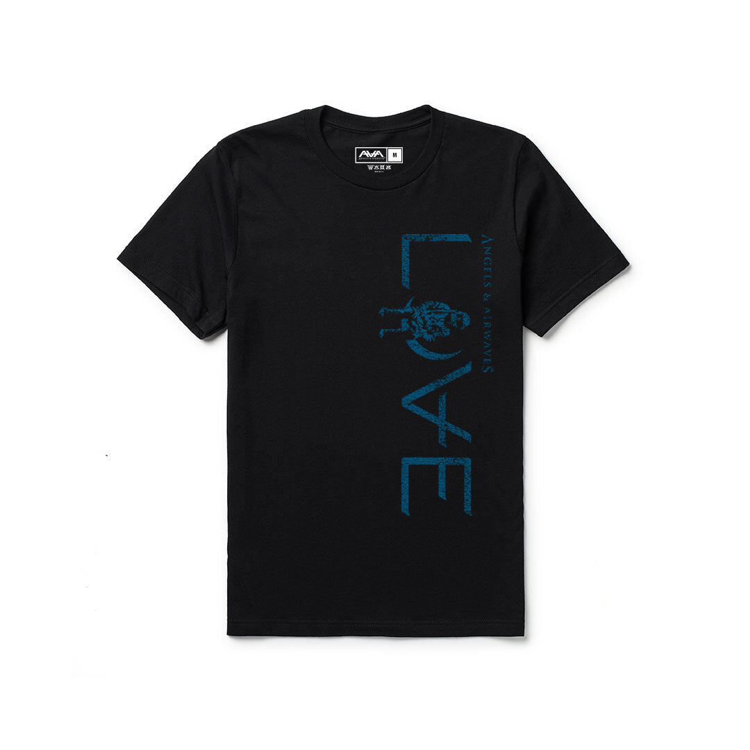Love Movie Distressed T-Shirt Black/Blue
