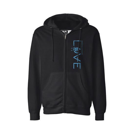 Love Movie Distressed Zip-Up Hoodie Black